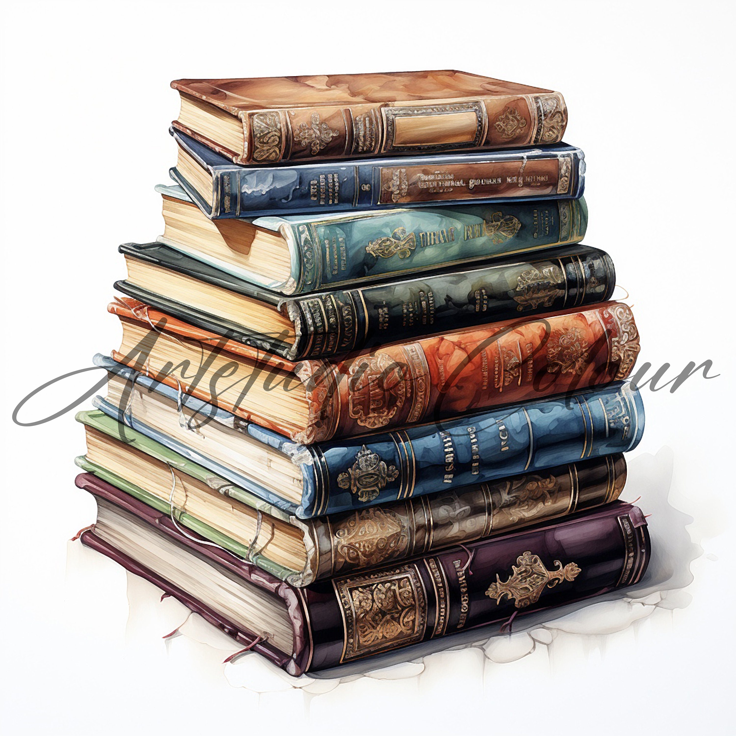 Stack of Books Clipart, 10 High Quality Jpgs, Digital Download ...