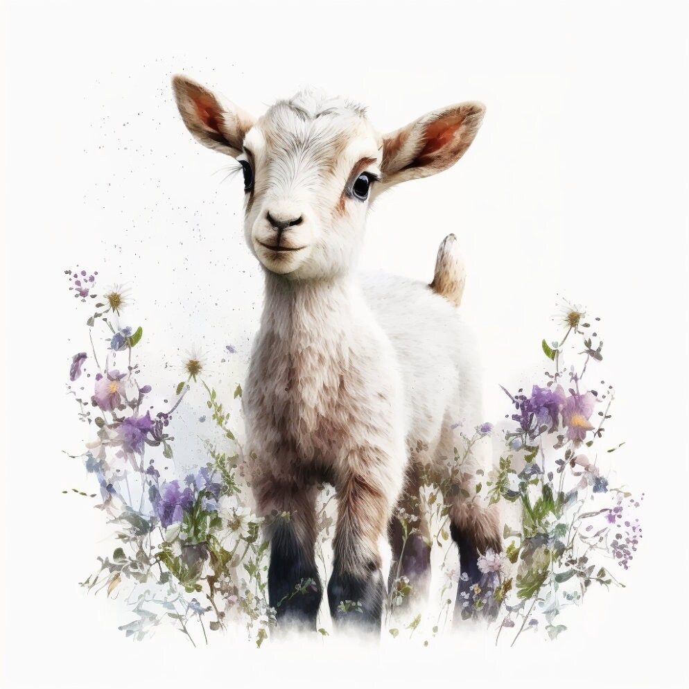 Baby Goat Clipart, 10 High Quality Jpgs, Digital Download, Watercolor ...