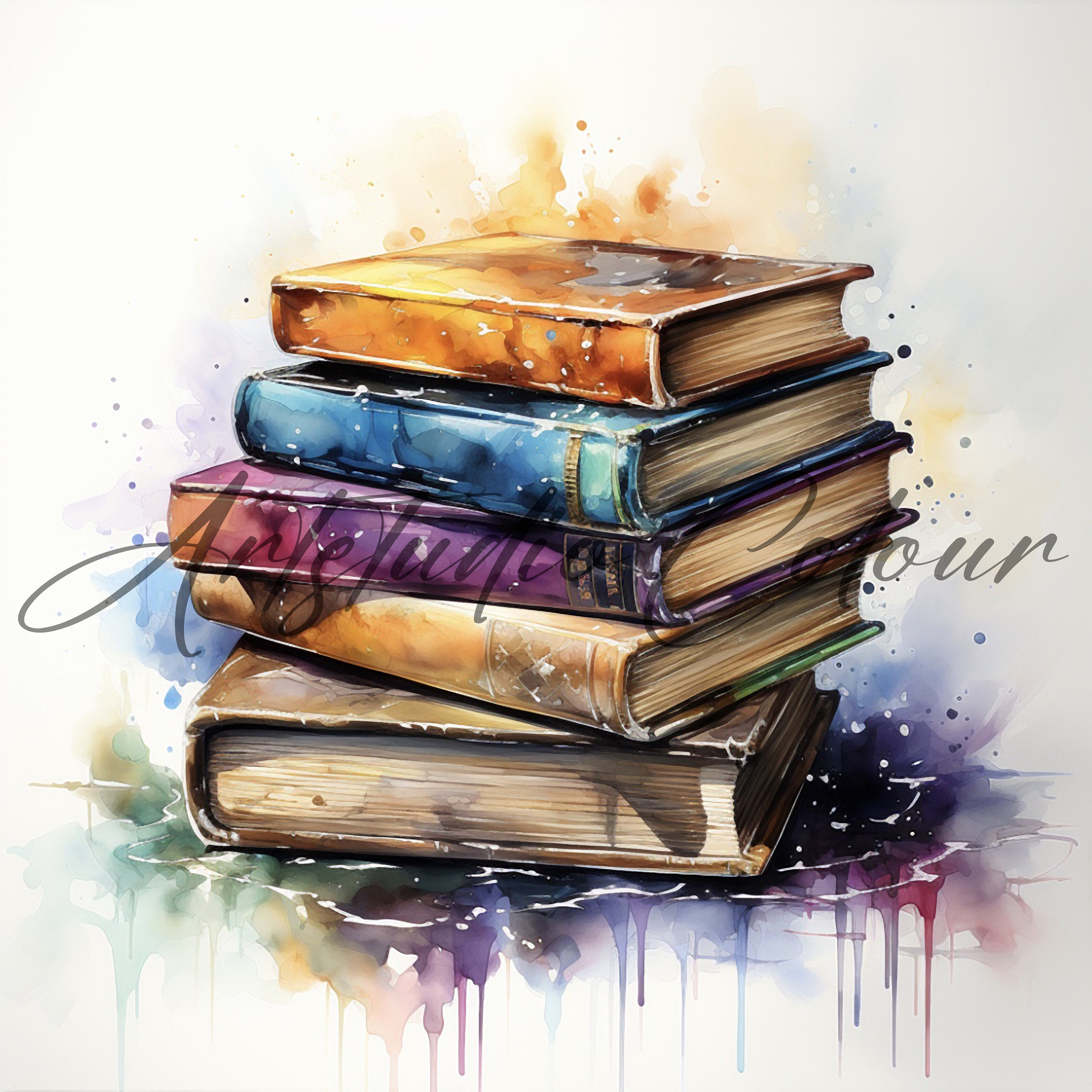 Stack of Books Clipart, 10 High Quality Jpgs, Digital Download ...