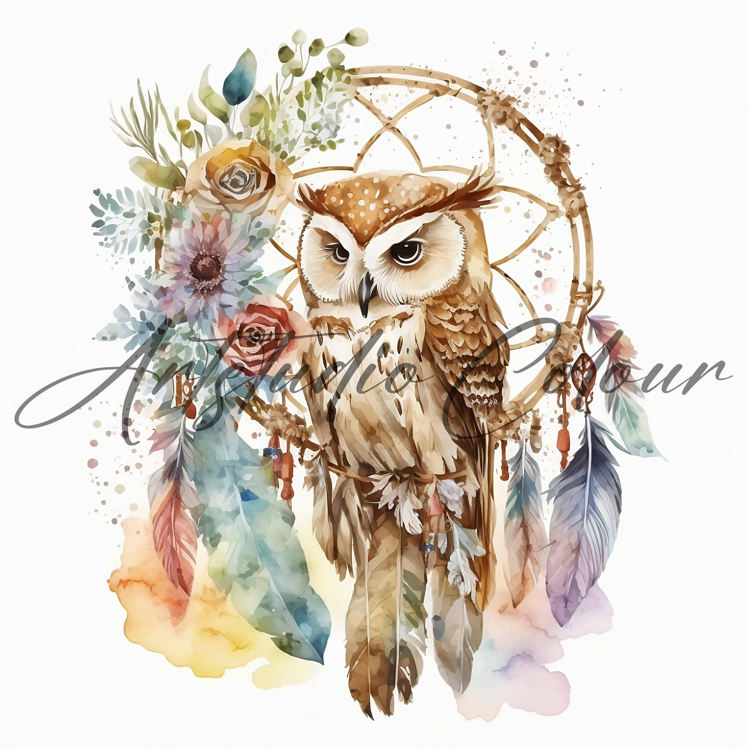 Boho Owl Clipart 10 High Quality Jpgs Digital Download - Etsy
