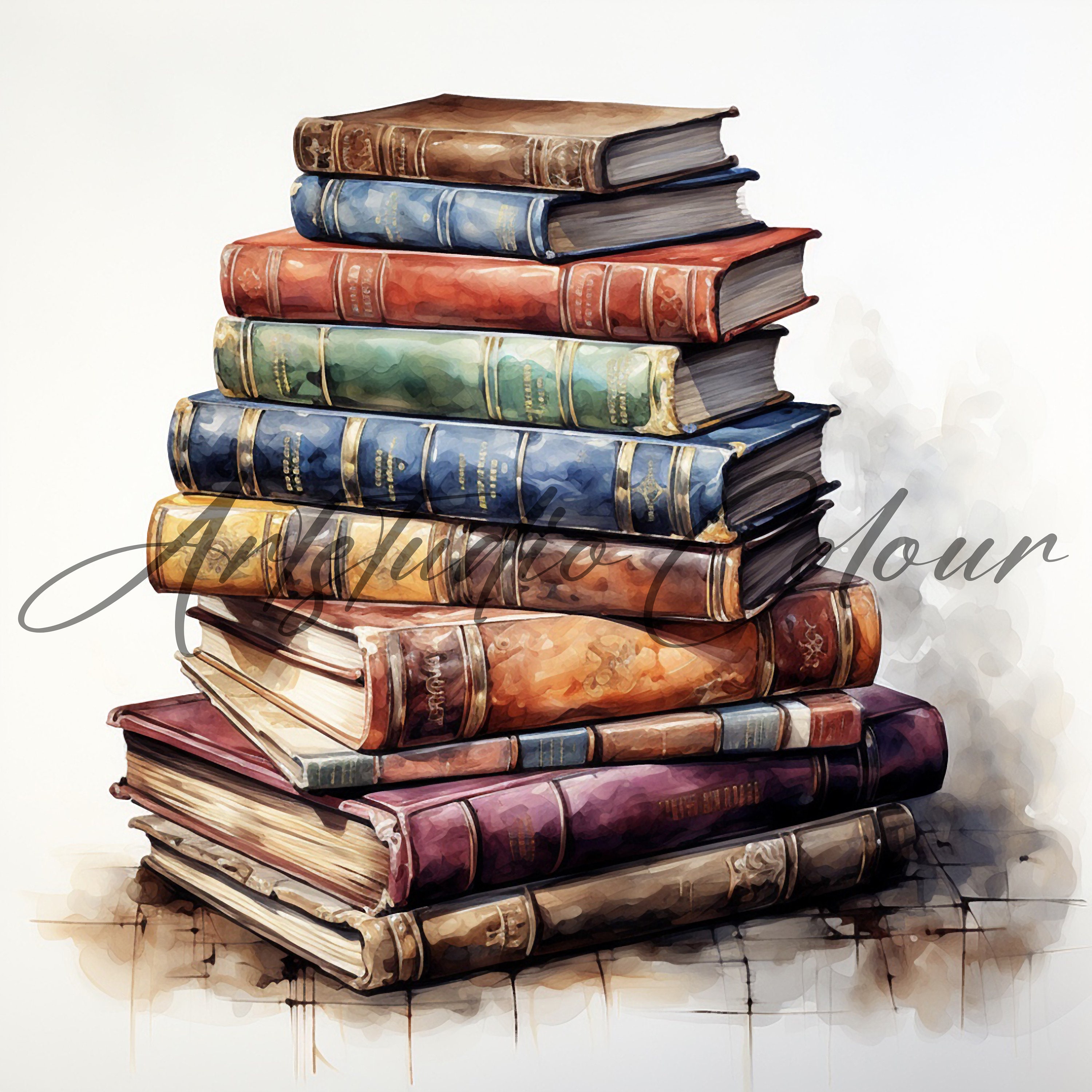 Stack of Books Clipart, 10 High Quality Jpgs, Digital Download ...