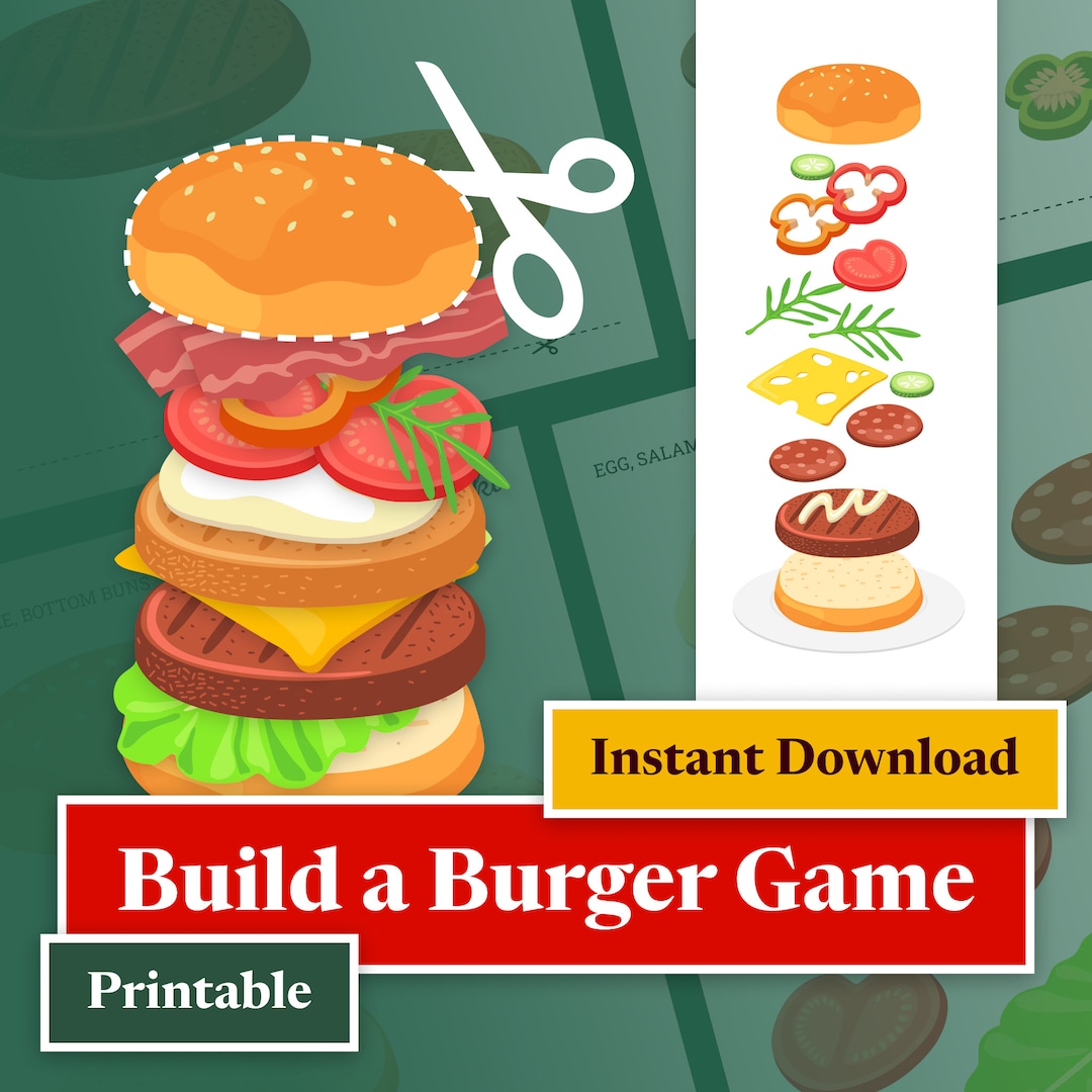 Build a Burger Pretend Play Printable Cut & Create Craft - Etsy
