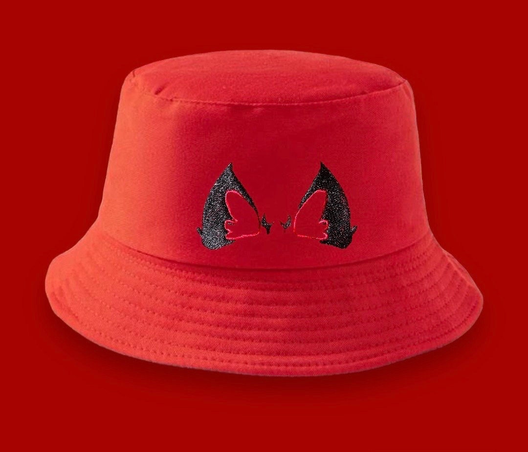 Alastor Bucket Hat, Alastor Ears, Alastor Embroidered Hat, Red Black ...