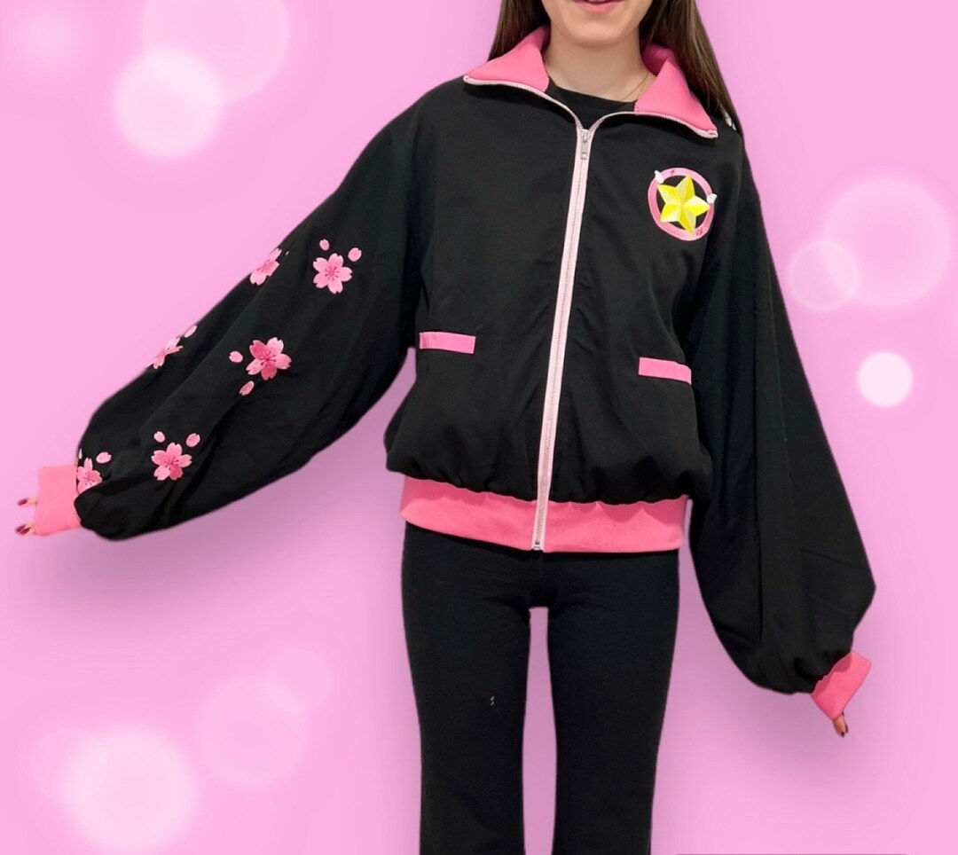 Sakura Jacket, Cherry Blossom Jacket, Oversized Jacket, Pink and Black ...