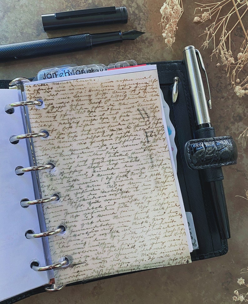 A5 Vintage Dashboard Calligraphy, Vellum Insert, Planner Dividers ...