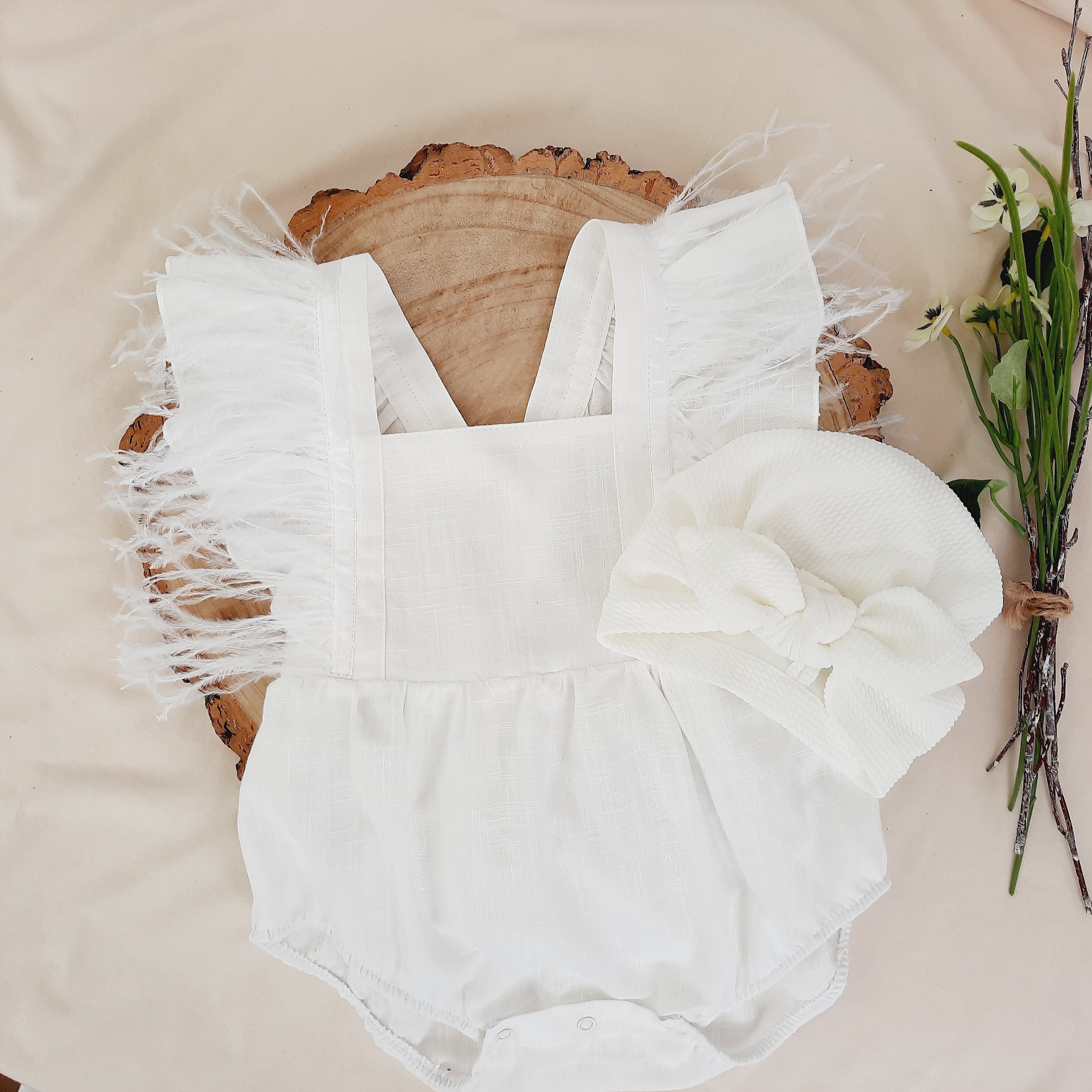White Baby Girl Summer Ruffle Romper Cotton Boho Romper - Etsy UK
