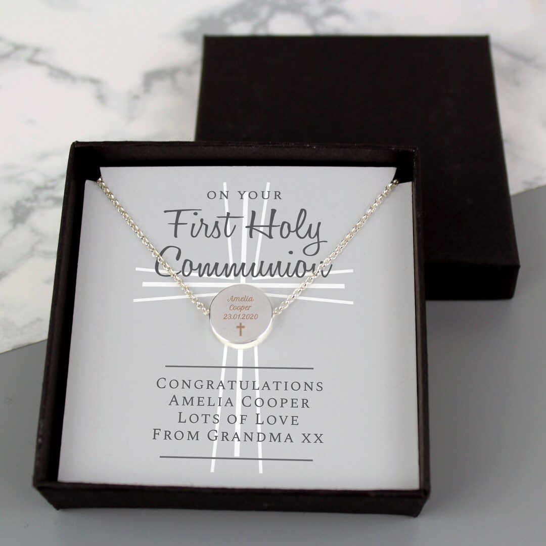 First Holy Communion Necklace With Gift Box,1st Communion Personalised ...