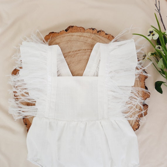 White Baby Girl Summer Ruffle Romper Cotton Boho Romper - Etsy UK