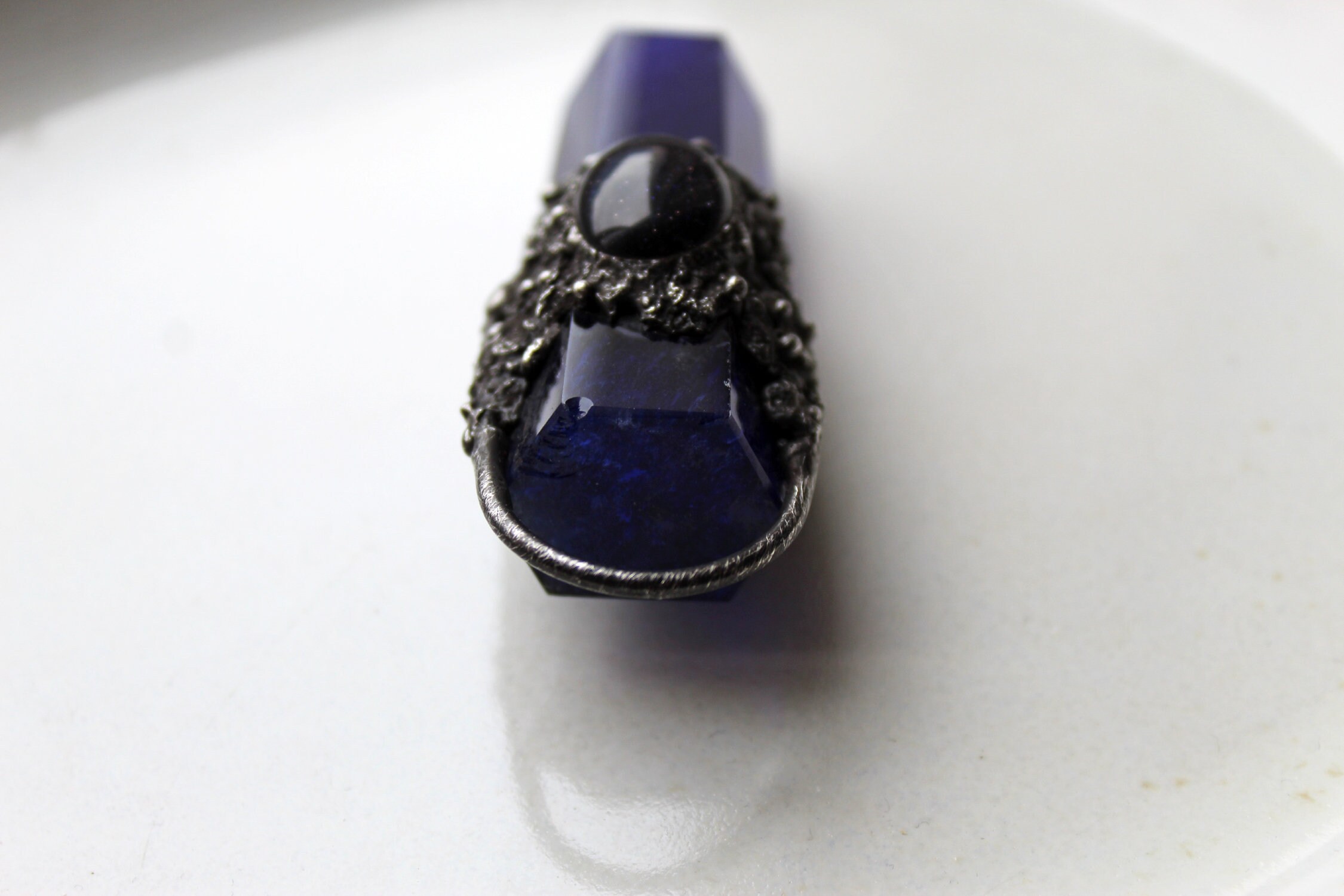 Glass Crystal Pendant Big Blue Crystal Occult Talisman on - Etsy