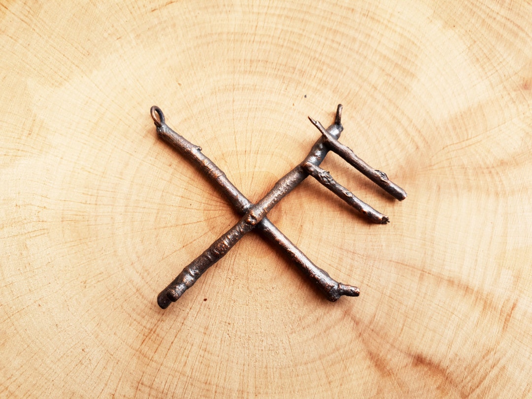 Bind Rune Pendant Good Luck Bindrune Necklace Copper Plated - Etsy