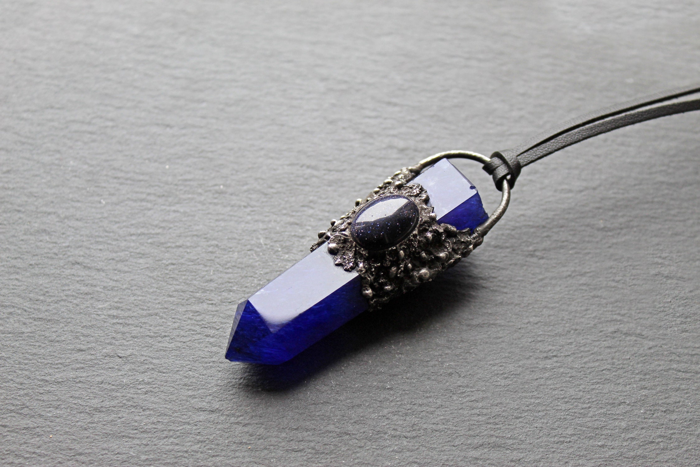 Glass Crystal Pendant Big Blue Crystal Occult Talisman on - Etsy