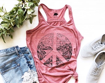 Peace Sign Tank Tops - Etsy
