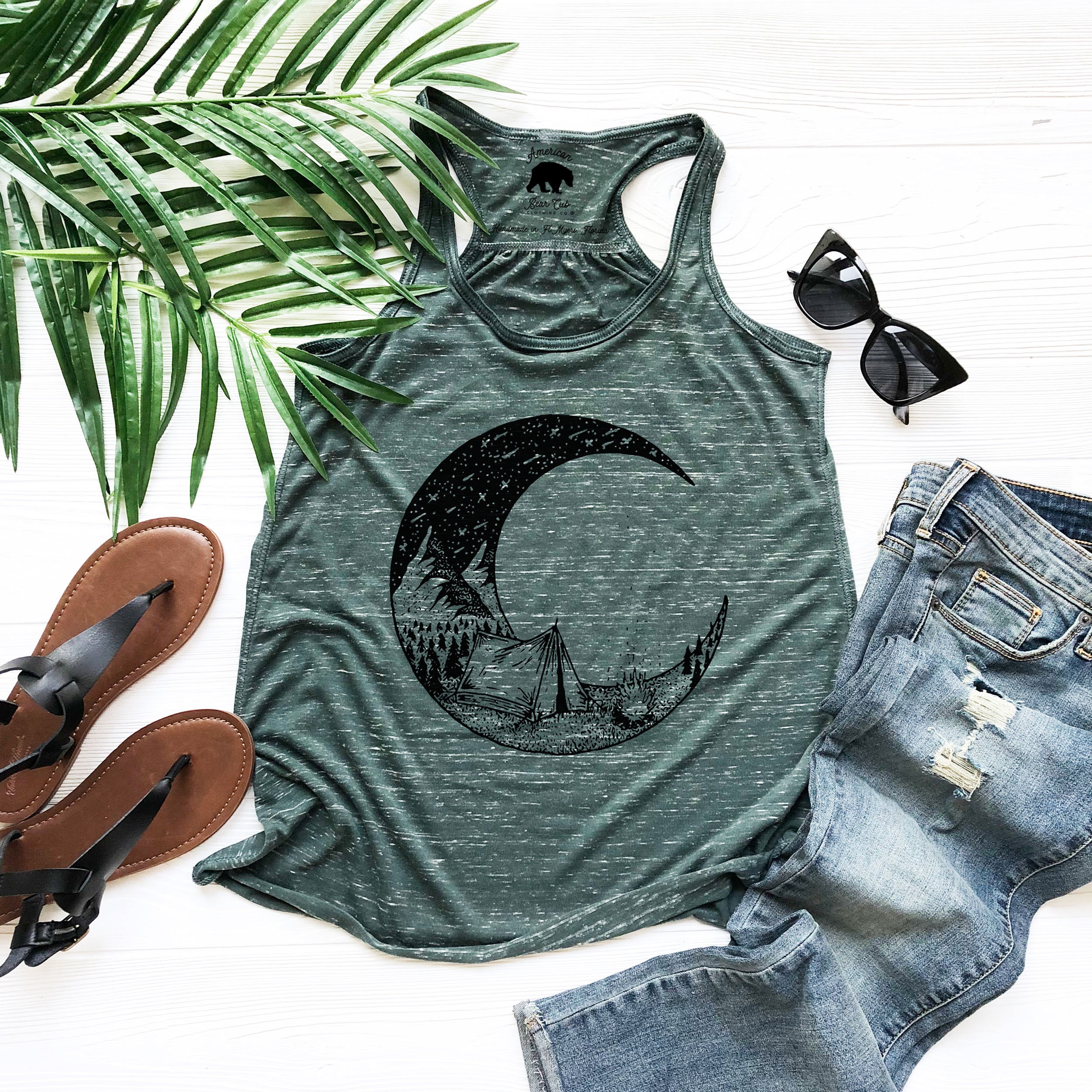 Camping Bonfire Tank Top Crescent Moon Tank Tops Plus Size - Etsy