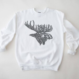 Moose Sweatshirts for Women Men Cozy Crewneck for Camping Hiking PNW ...
