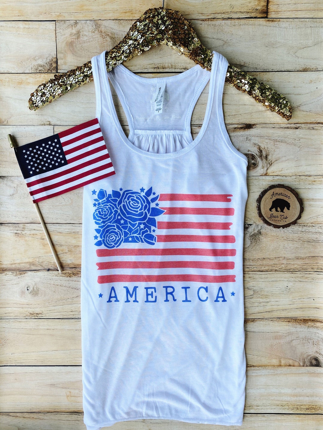 American Flag Tank Tops for Women Feminine Floral America Tank Top for ...