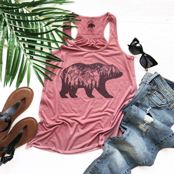 Bear Mountains Tank for Outdoorsy Women Wanderlust Tank Top | Etsy