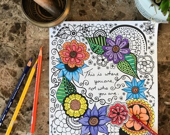 eating disorder recovery printable adult coloring page | Etsy