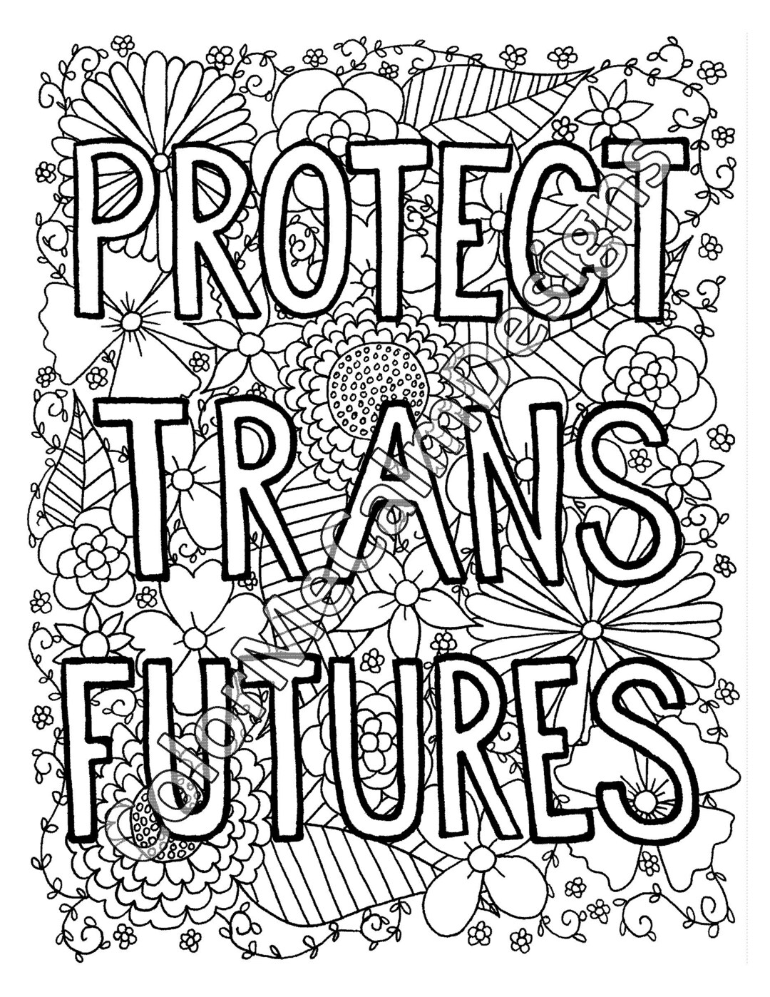 Protect Trans Futures Printable Adult Coloring Page - Etsy