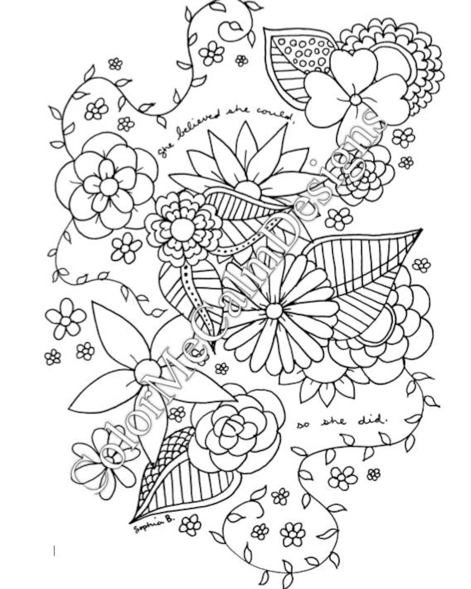 She Believed She Could so She Did Printable Adult Coloring Page - Etsy