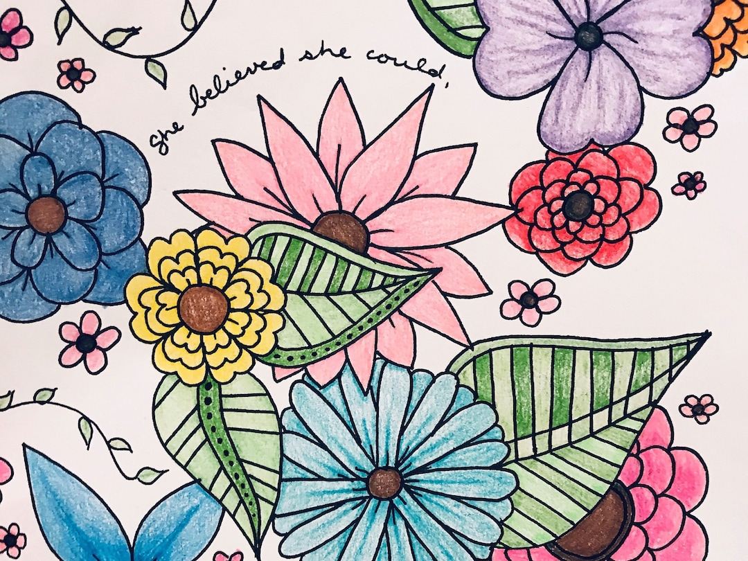 She Believed She Could so She Did Printable Adult Coloring Page - Etsy