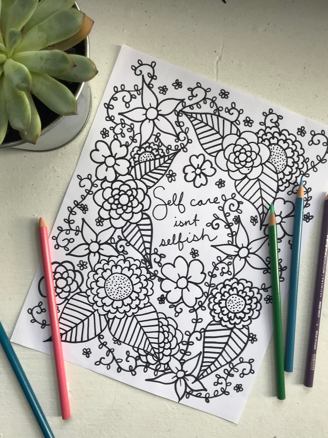 Self Care Printable Adult Coloring Page - Etsy