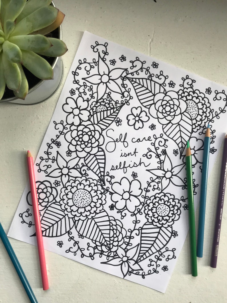 Self Care Printable Adult Coloring Page - Etsy