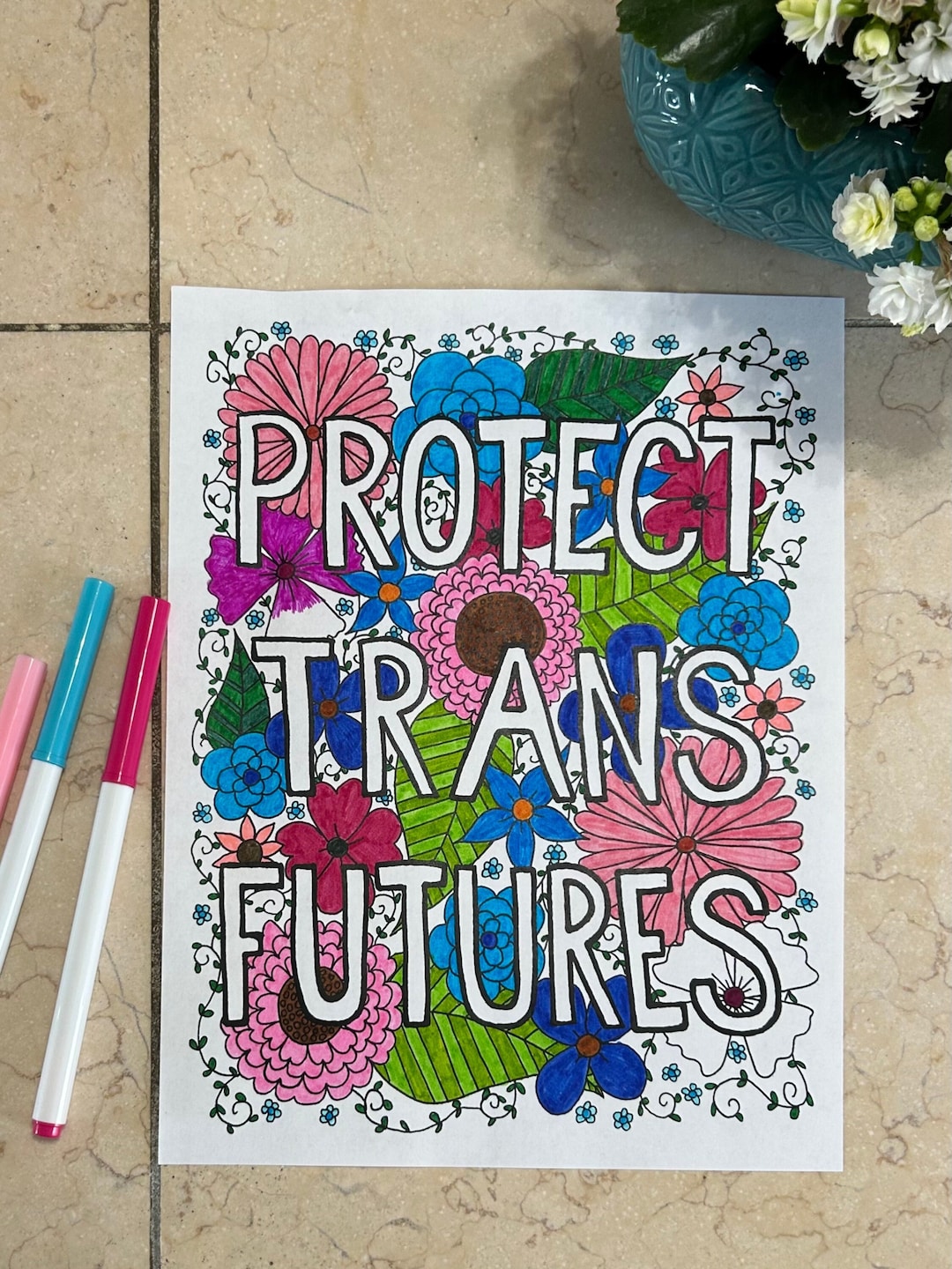 Protect Trans Futures Printable Adult Coloring Page - Etsy