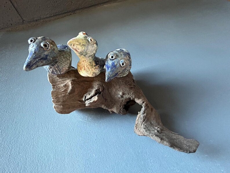 Ceramic Bird Sculpture on Drift Wood - Etsy