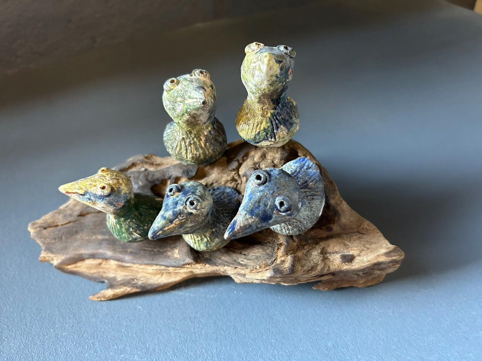 Ceramic Bird Sculpture on Drift Wood - Etsy