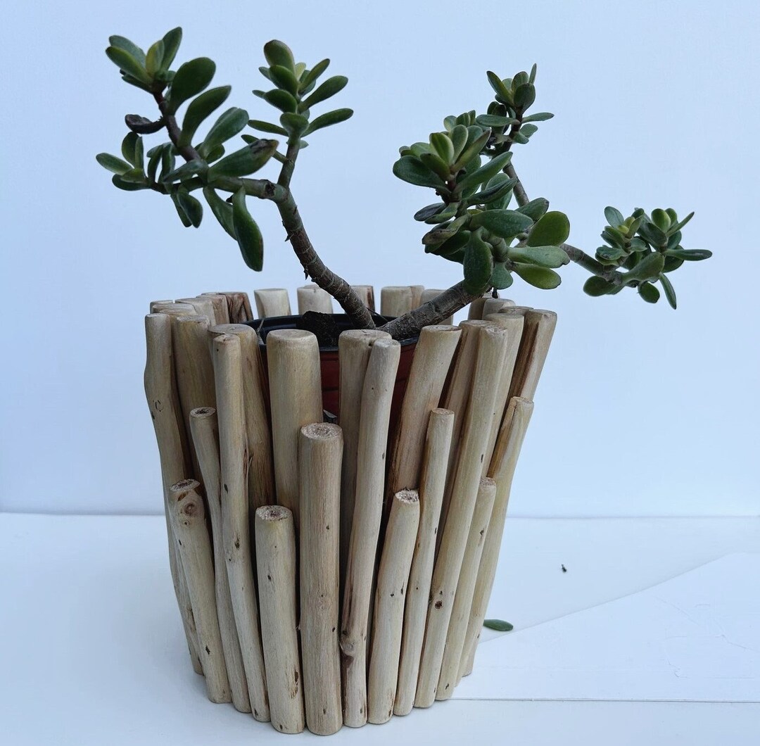 Tropical Wooden Stick Pot Planter - Etsy