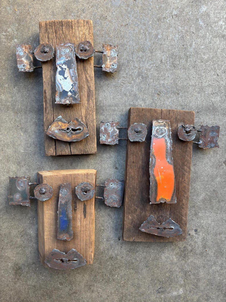 Unique Mixed Wooden and Metal Art Face - Etsy