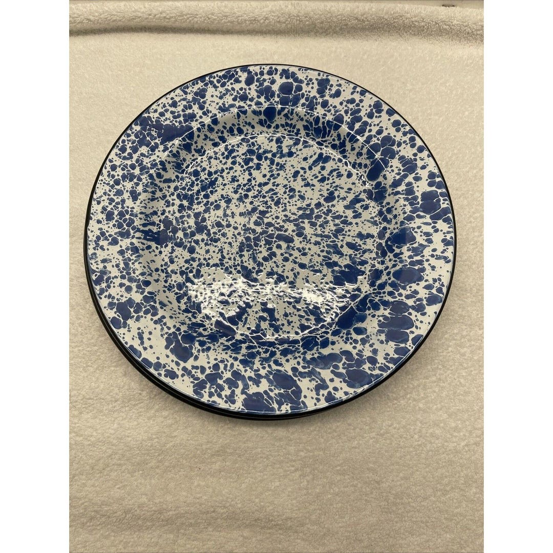 Vintage Enamel Ware Blue Splatter Plates Set of 2 - Etsy