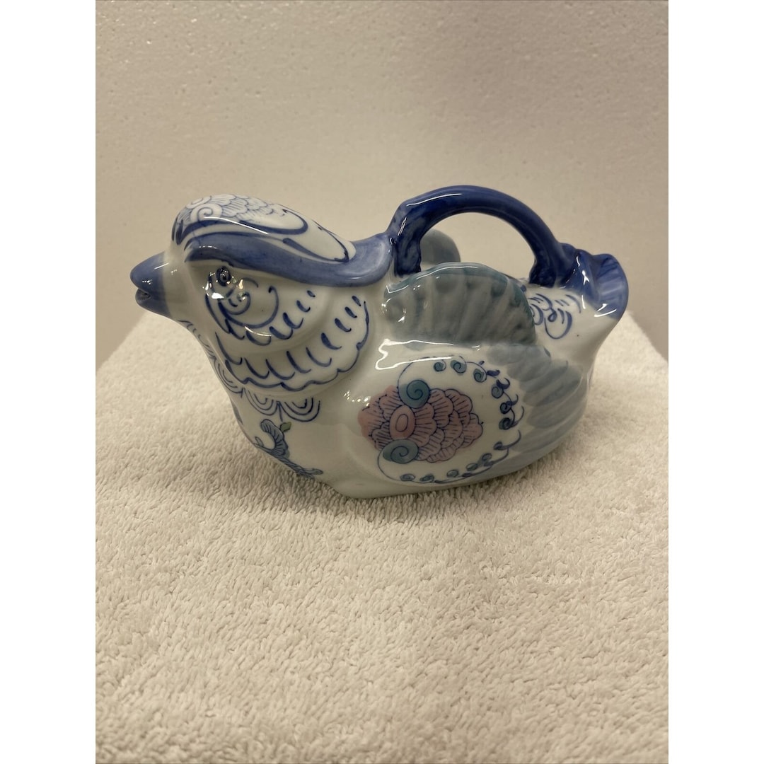 Oriental Phoenix Blue Bird Teapot Hand Painted Made in China - Etsy