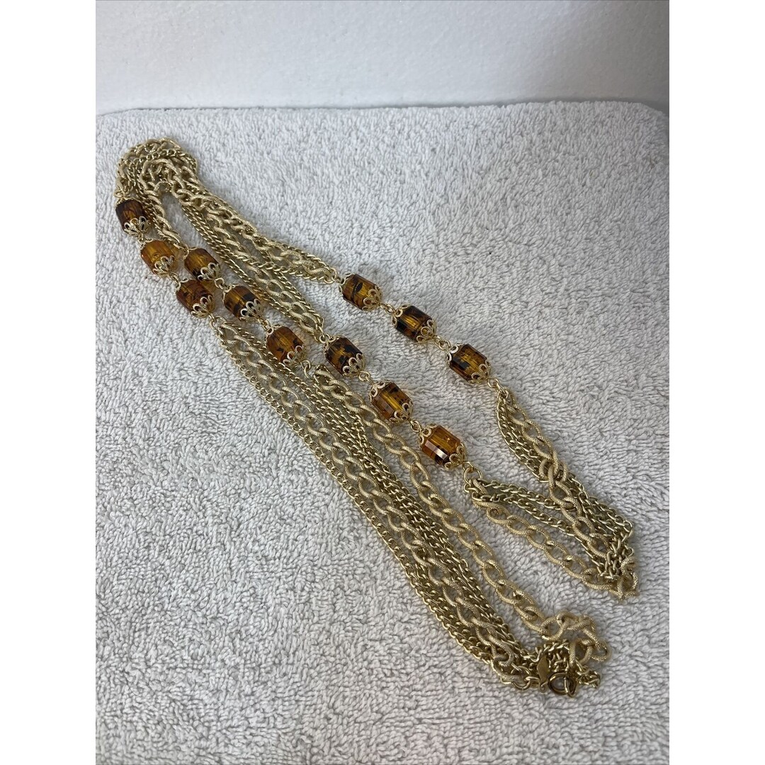 Vintage Sarah Coventry Amber and Gold Tone 50 Necklace - Etsy