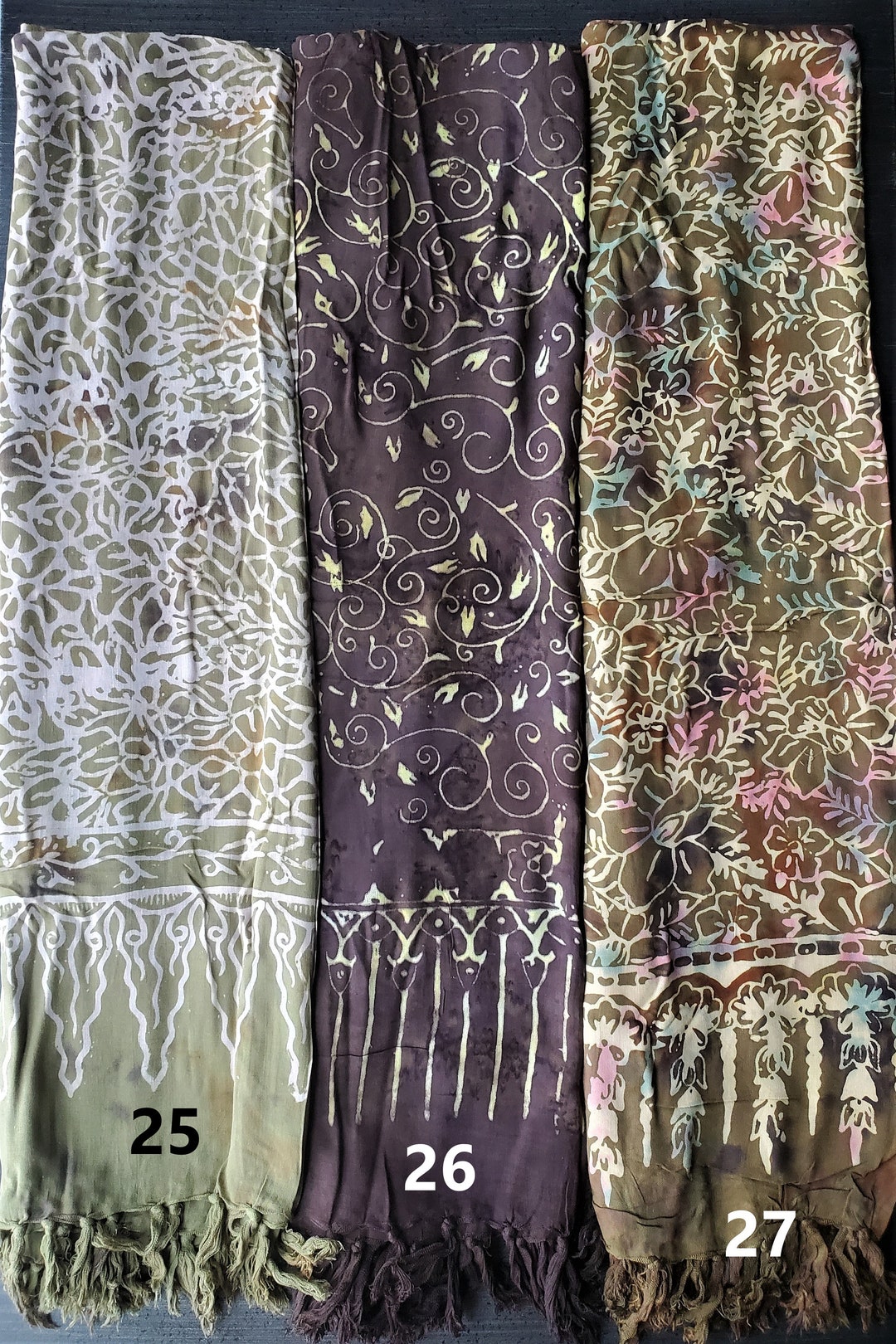 Brown Batik Sarongs Pareo Holiday Sarong Beach Pool Cover up Handmade Fair Trade Boho Resort ...