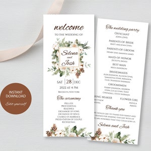Editable Wedding Program Template, Fully Editable Printable Ceremony ...