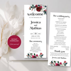 Editable Wedding Program Template, Fully Editable Printable Ceremony ...