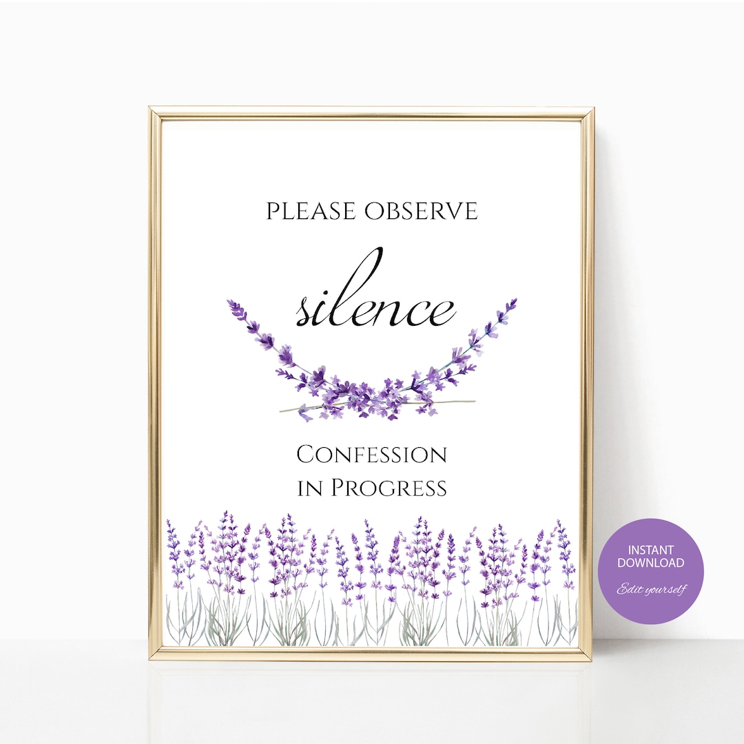 Please Observe Silence Custom Wedding Sign Template, Confession in ...