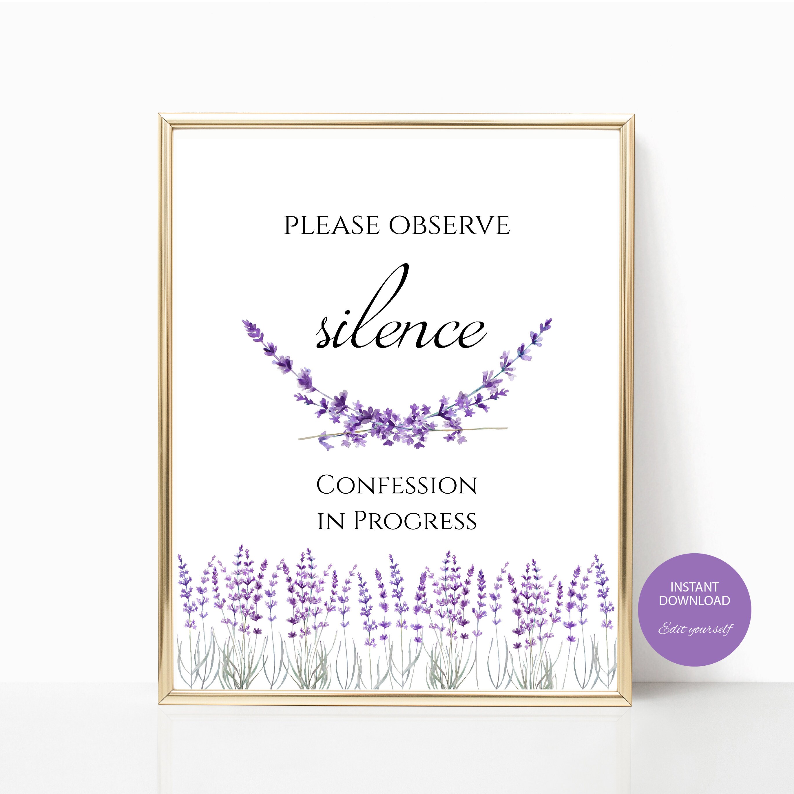 Please Observe Silence Custom Wedding Sign Template, Confession in ...