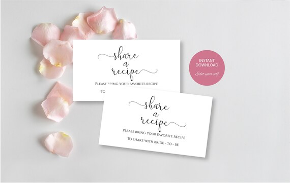 Share A Recipe Card Template Try Before You Buy Invitation | Etsy