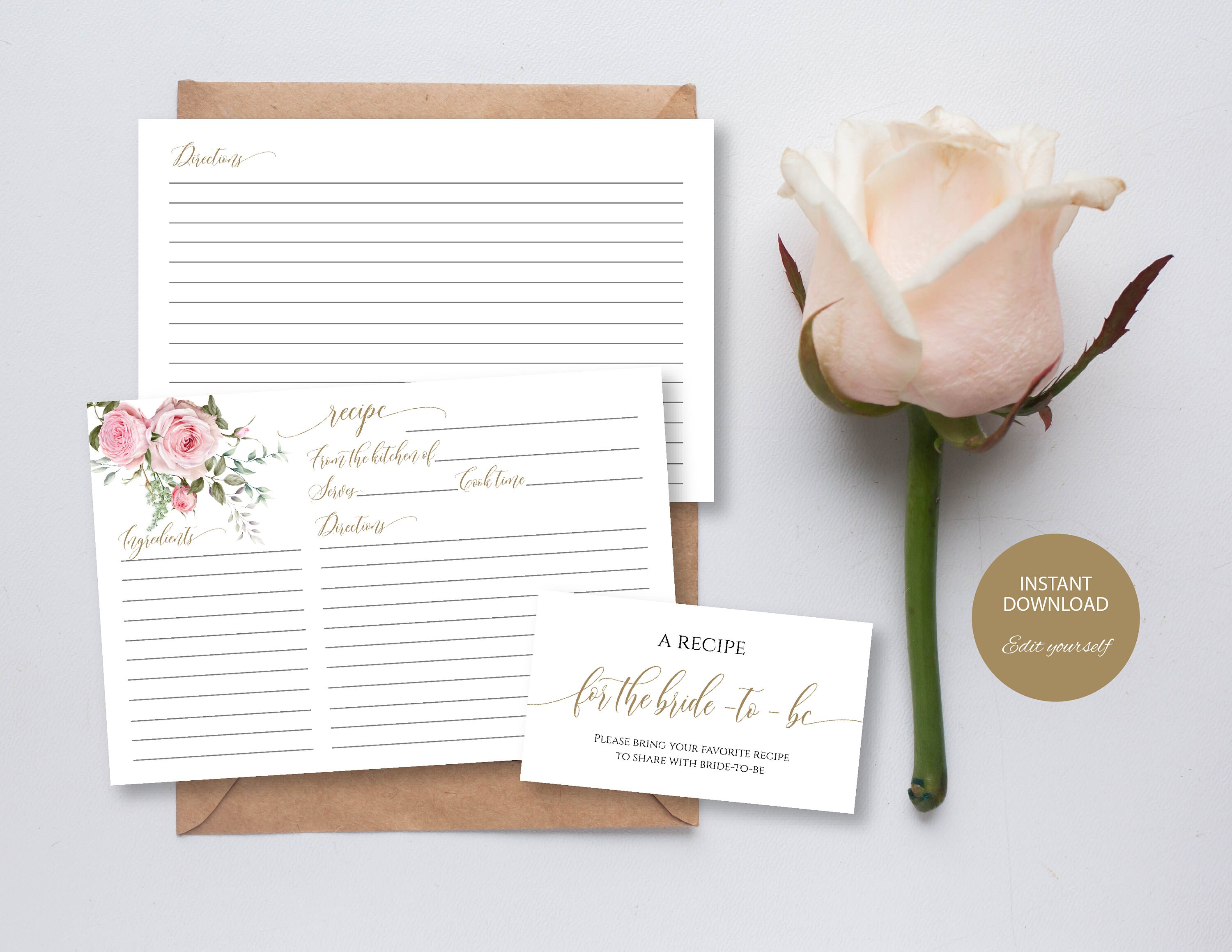 Printable Recipe Card Template, Instant Download, Recipe Cards, DIY ...