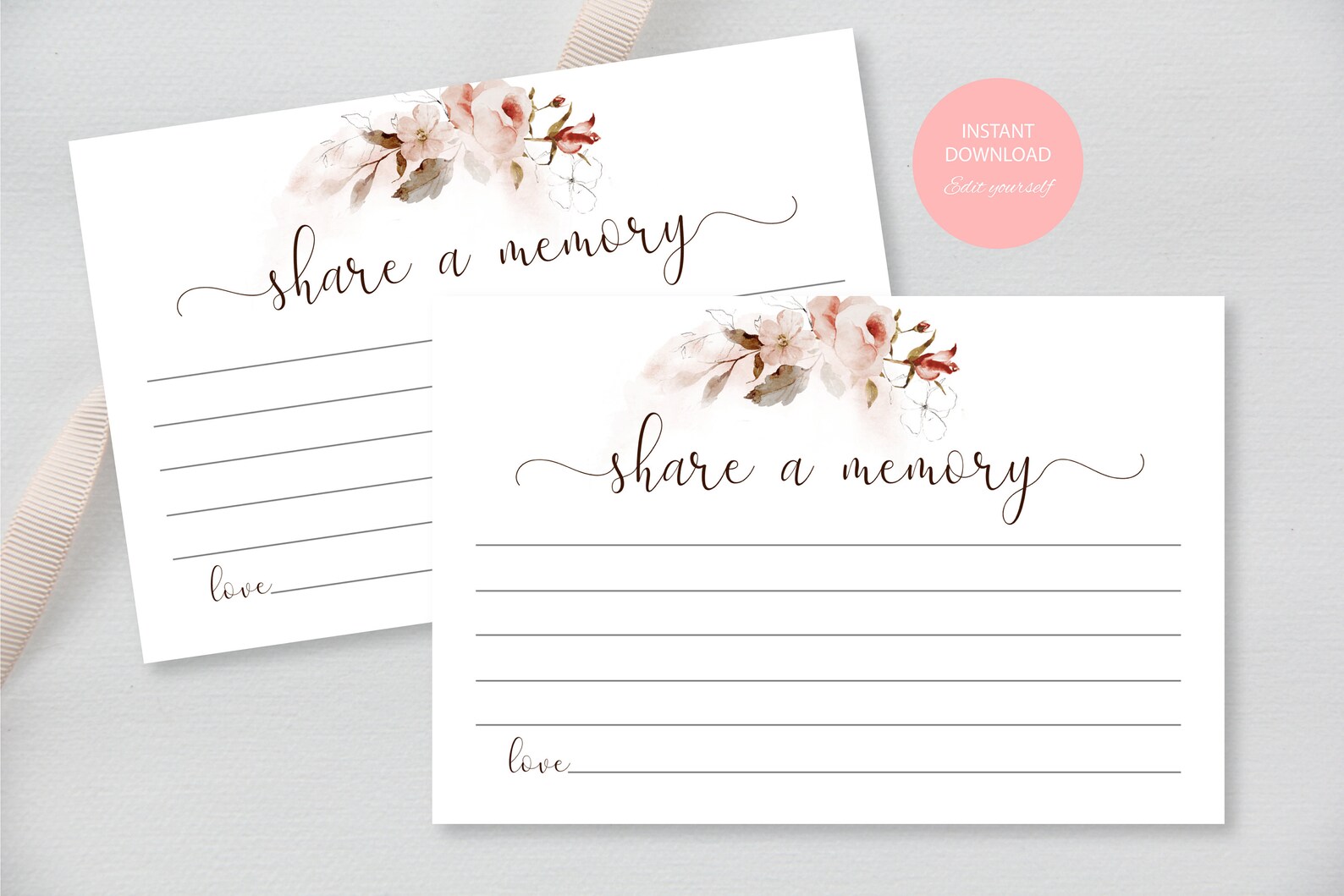 Editable Share A Memory Card, Vintage Share A Memory Printable,rose ...