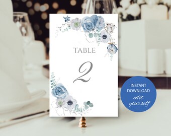 Table Number Template Instant Download Fully Editable | Etsy
