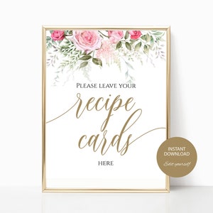 Printable Recipe Card Sign Template, Place Your Recipe Card Here ...