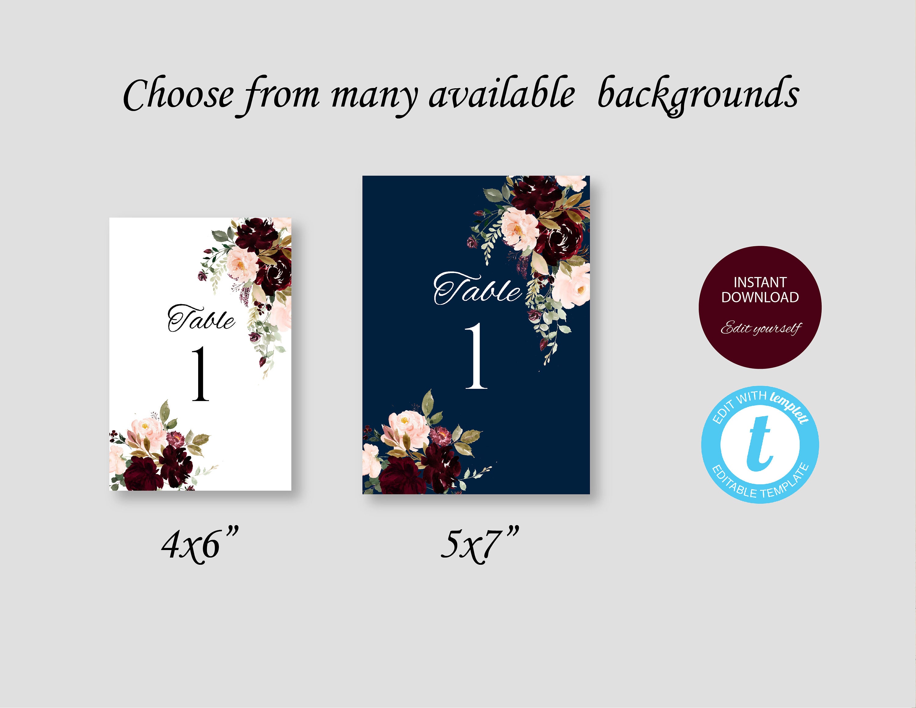 Table Number Template, Instant Download, Fully Editable Wedding Table ...