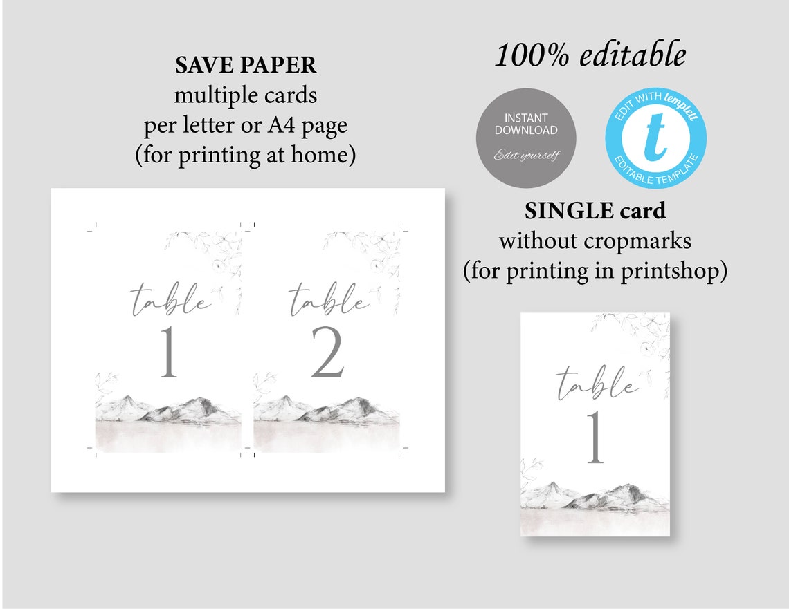 Table Number Template Instant Download Fully Editable - Etsy