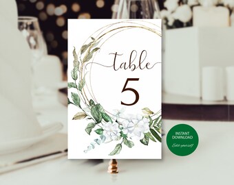 Table Number Template, Instant Download, Fully Editable Vintage Wedding ...