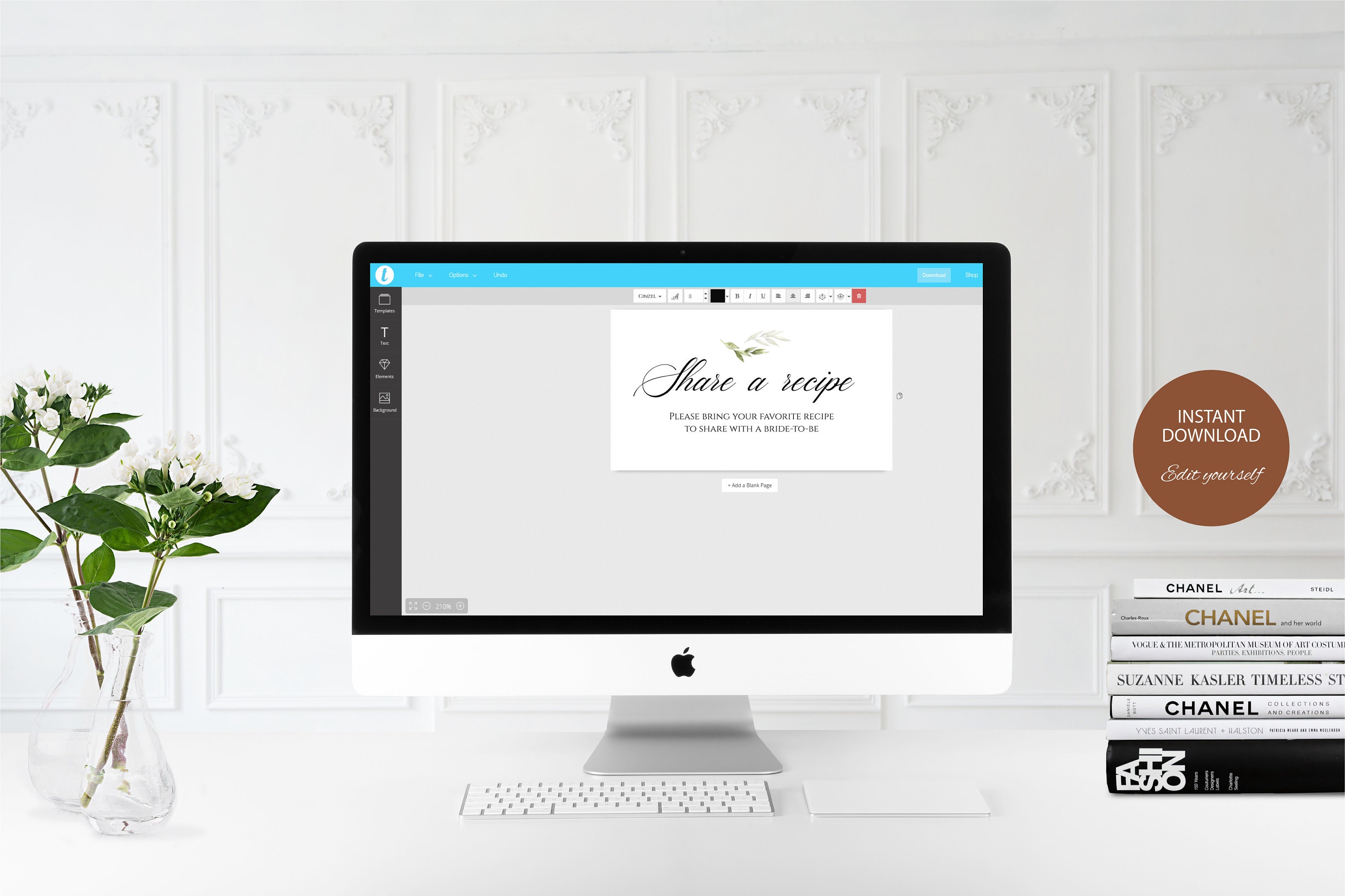 Share A Recipe Card Template, Minimalism, Invitation Insert, Bridal ...