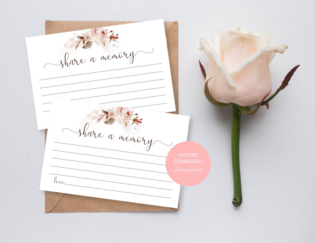 Editable Share A Memory Card, Vintage Share A Memory Printable,rose ...