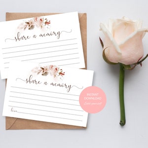 Editable Share A Memory Card, Vintage Share A Memory Printable,rose ...